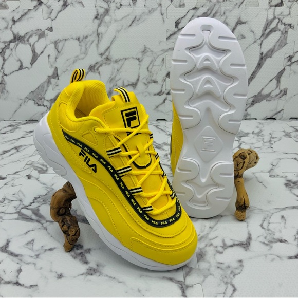 Fila | Shoes | Mens Fila Ray Repeat Yellow Black White Sneakers | Poshmark